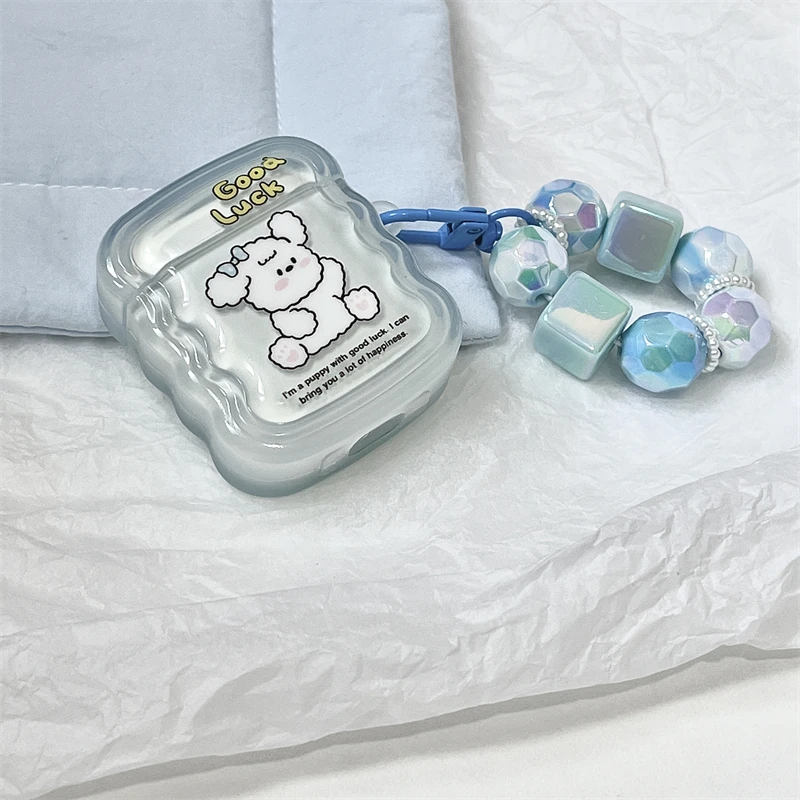 Korea Cute White Puppy Clear Blue Earphone Case For Airpods Pro 2 With ...