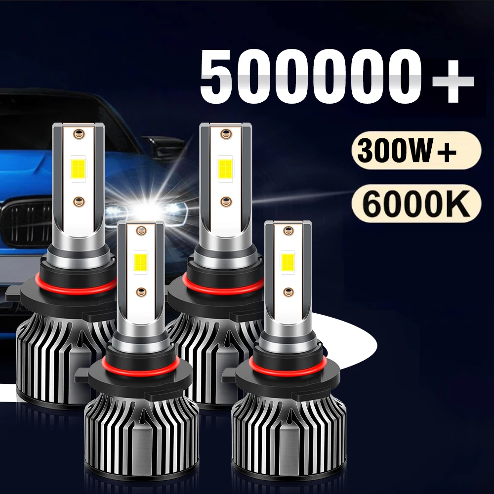 300W 9005 HB3 9006 HB4 LED Headlight Bulbs 50000LM H1 H4 H8 H9 H11 H13 ...