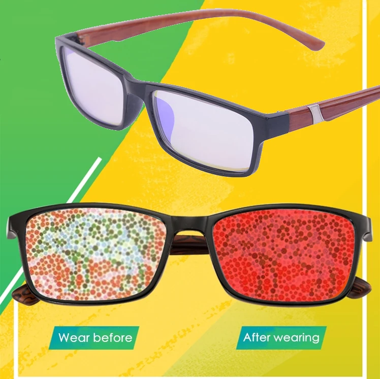 YURERSH Vintage Color-blindness Glasses Men Woodgrain Leg, 58% OFF