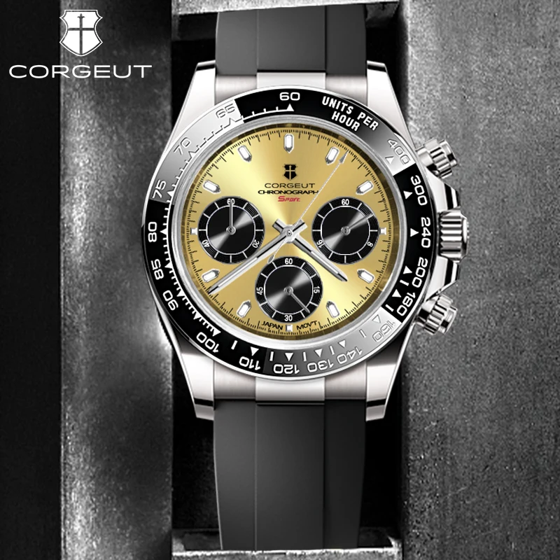 CORGEUT-2023-New-VK63-Racing-Driver-Silicone-Sports-Men-Watch-Quartz ...