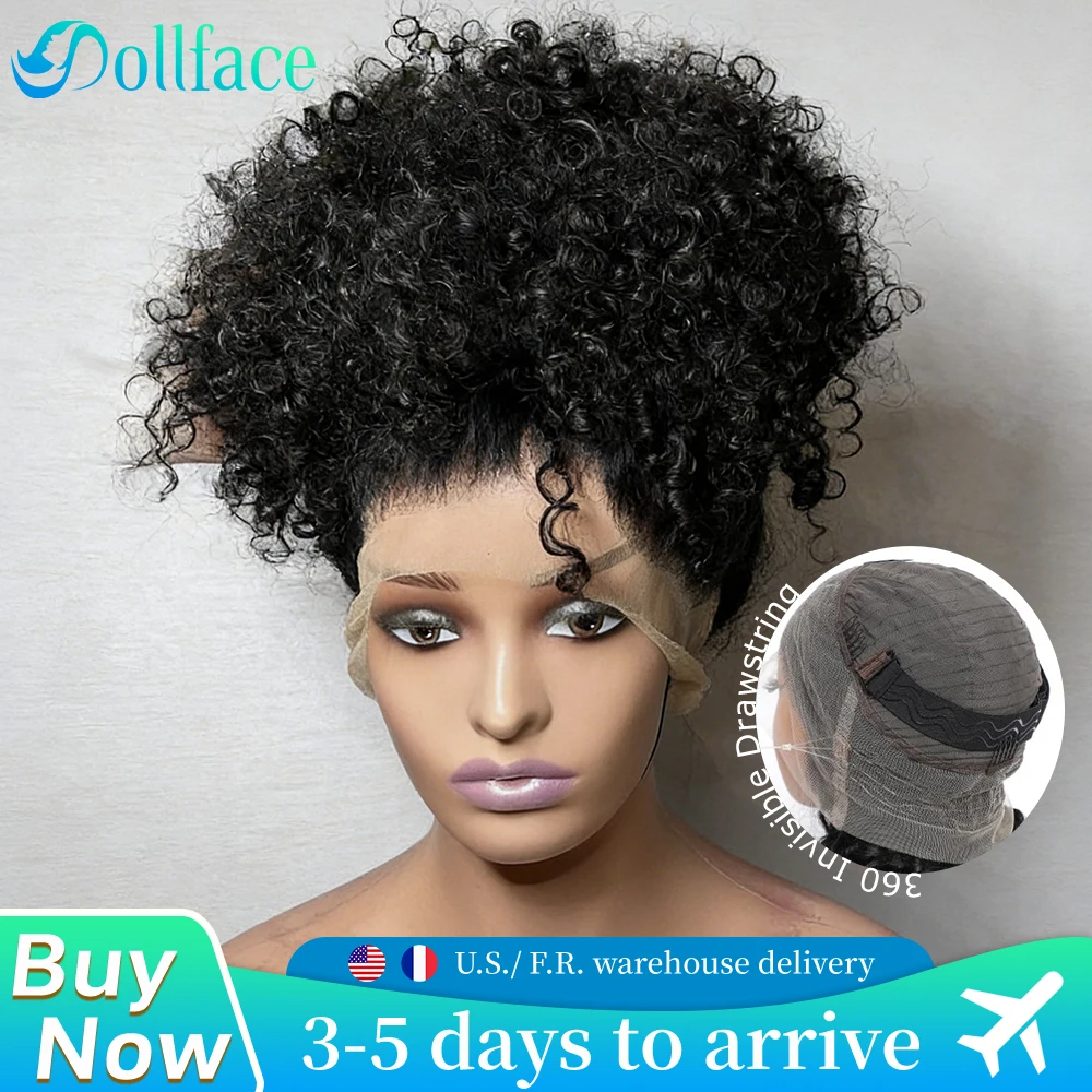 360 Lace Wig Invisible Drawstring Deep Wave Human Hair HD 360 Full Lace ...
