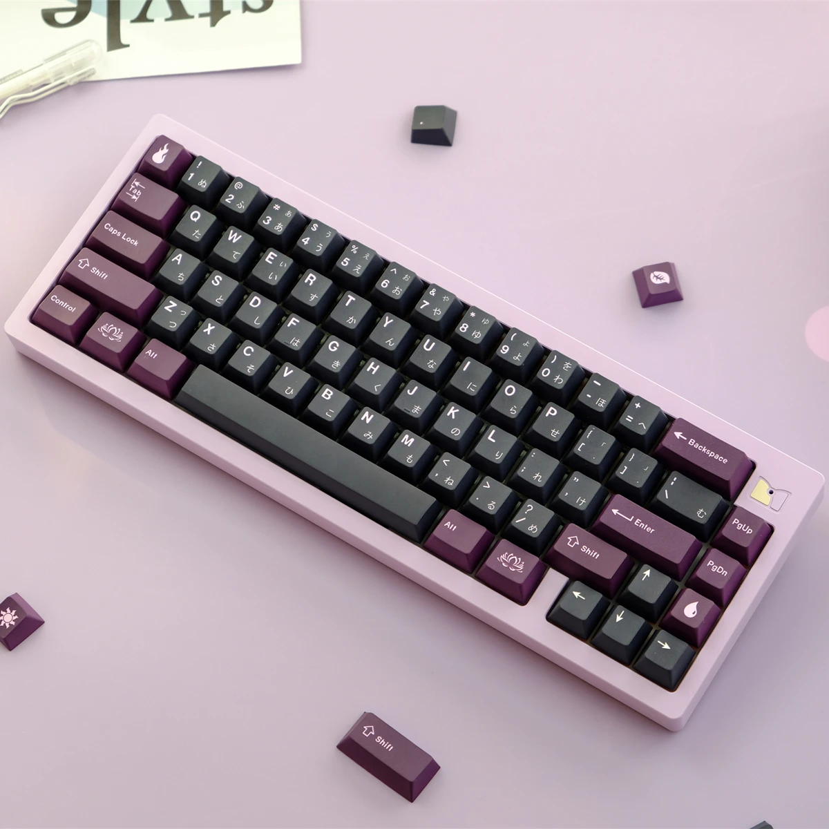 129 Keys GMK Black Lotus Keycaps PBT Dye Sublimation Cherry Profile ...