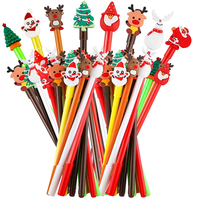 12/24PCS Christmas Cartoon Gel Ink Pens Roller Ball Pen Christmas Party ...