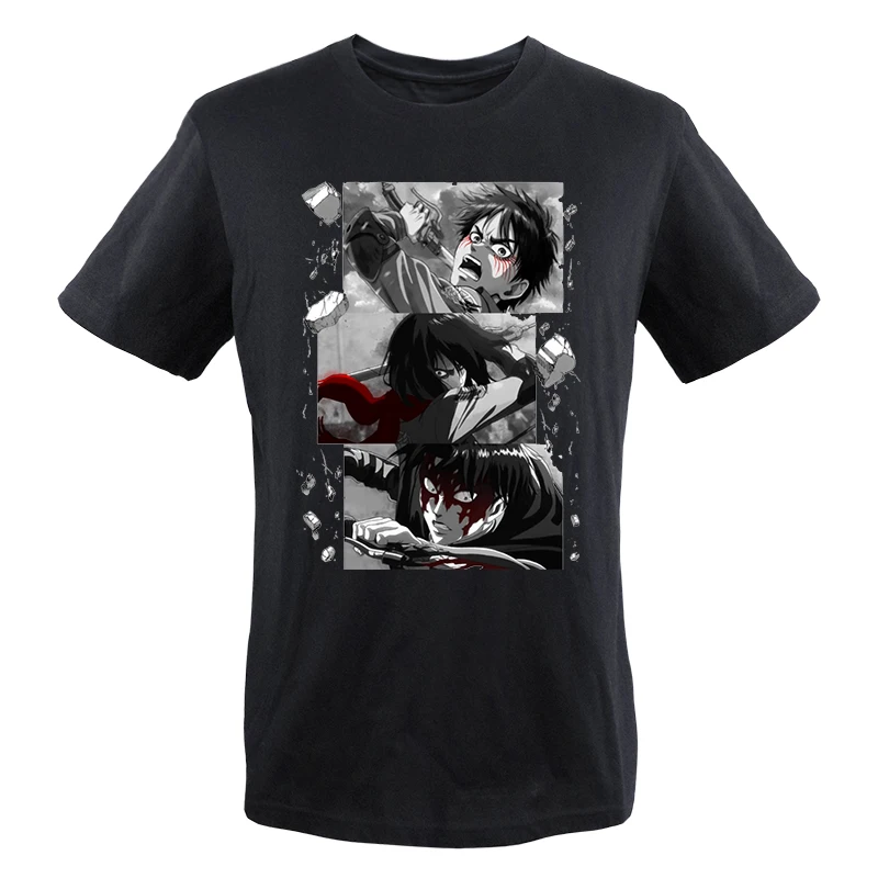 Attack On Titan Summer Mens Tshirts AOT Cotton T-Shirt Japan Anime Eren ...