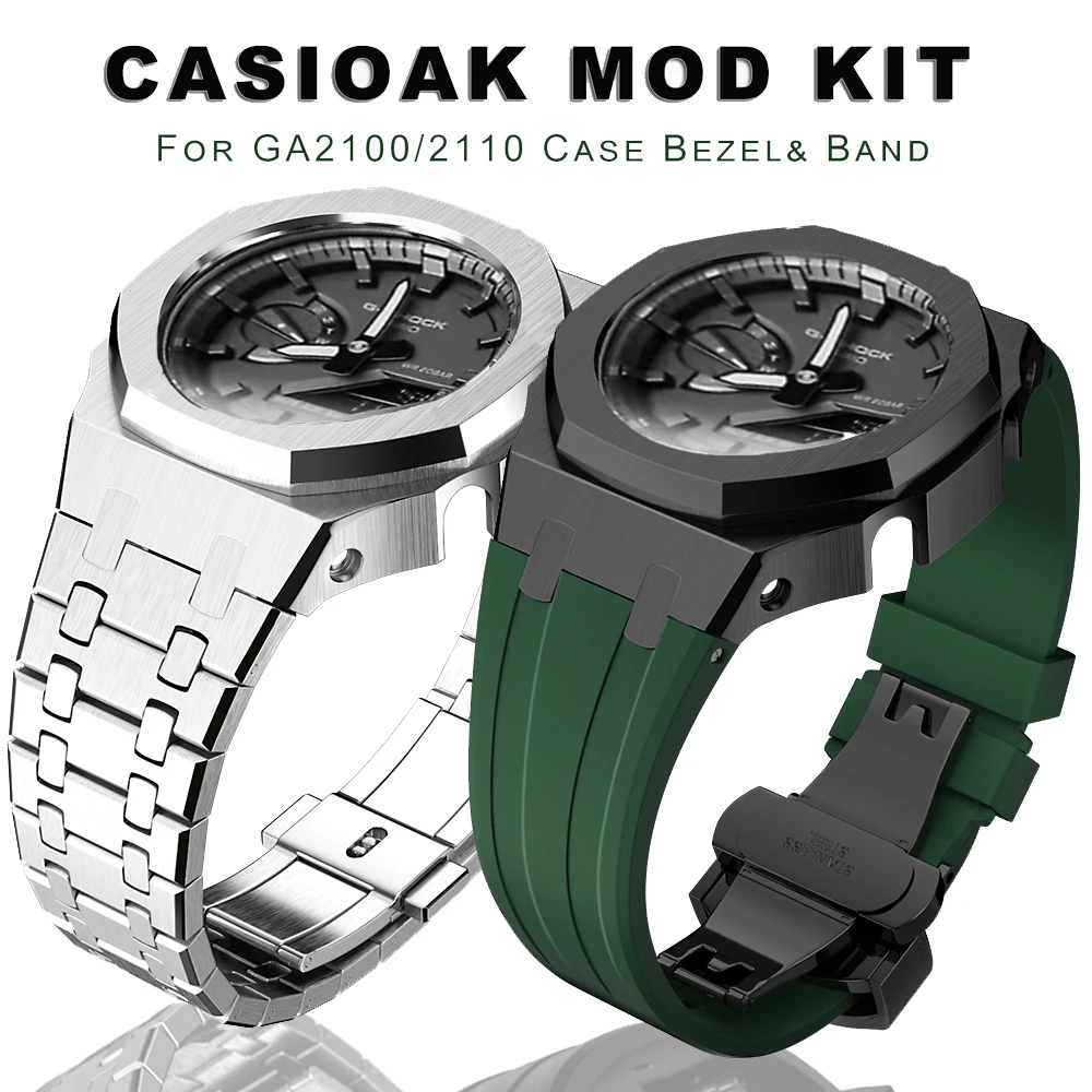 Casioak-Modifica-o-Frame-Metal-Case-moldura-Frame-Rubber-Strap-Acess ...