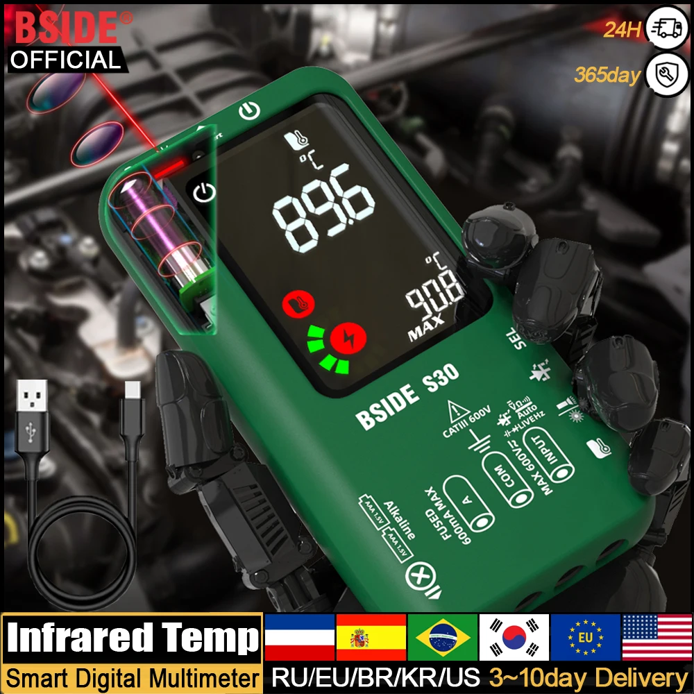 BSIDE-Digital-Multimeter-Smart-Infrared-Temperature-15V-Diode-LED ...