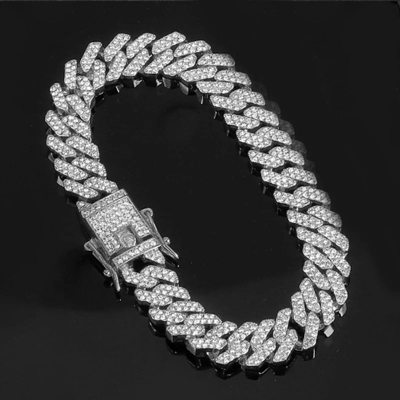 Hip-Hop-Iced-Out-Cubano-Link-Corrente-Pulseira-para-Homens-e-Mulheres ...