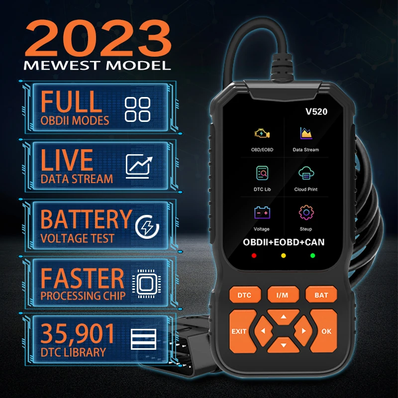 OBD2 Scanner Live Data Professional Mechanic OBDII Diagnostic Code ...
