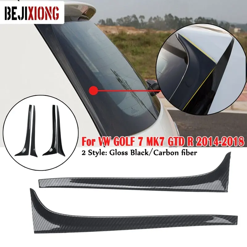 2x Gloss Black Carbon Fibe Rear Window Side Spoiler Wing For GOLF 7 MK7 ...