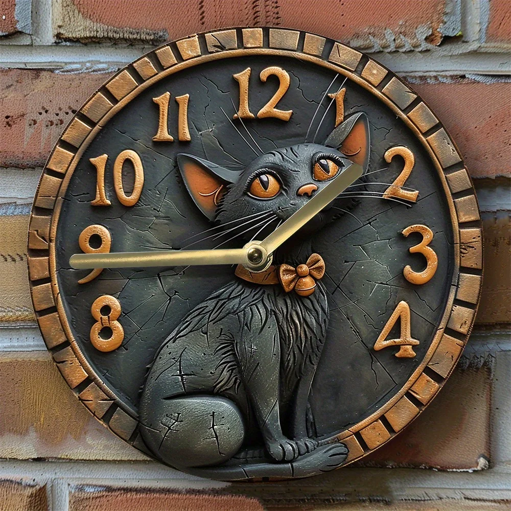 DIY-Wall-Clock-Kit-Black-Cat-Design-High-Definition-2D-Print-Pet-Lovers ...
