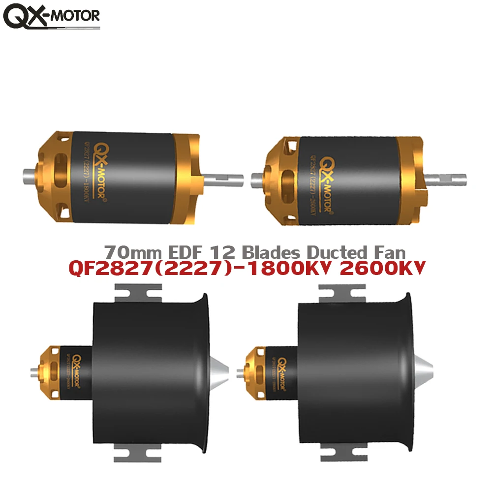 Qx-Motor-12-Blades-Ducted-Fan-70mm-EDF-QF2827-Brushless-Motor-1800-2600 ...