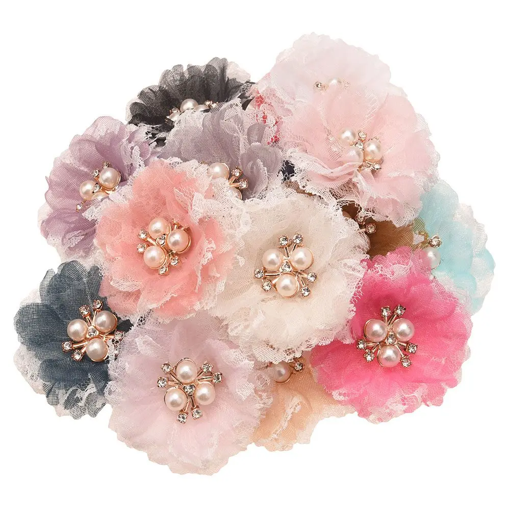 10PCS 2.2inch Lace Flowers Fashion Hair Accessories girls Hair Clips ...