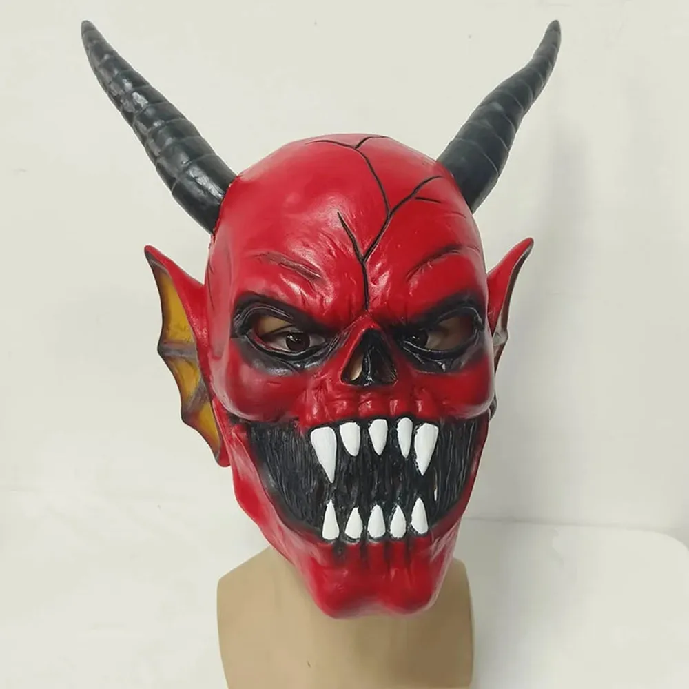Red-Demon-Horn-Bat-Adult-Latex-Mask-Cosplay-Costumes-Horror-Devil-Masks ...
