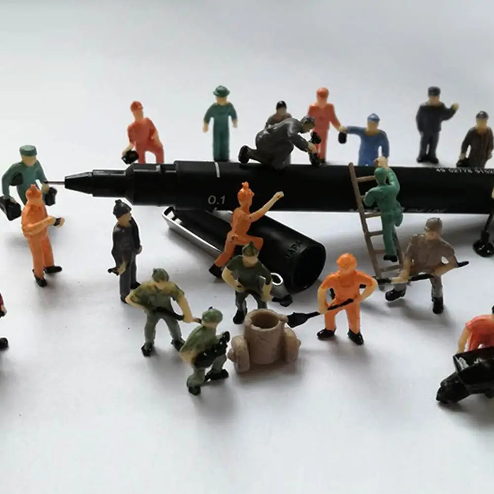 Model-Train-Track-Railroad-Worker-People-Figures-With-Tools-1-87-HO ...
