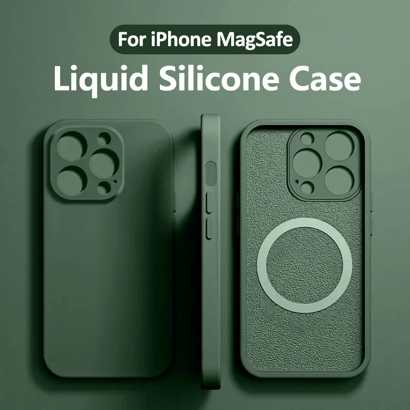 Original-Liquid-Silicone-For-MagSafe-Phone-Cases-For-iPhone-15-13-12-11 ...