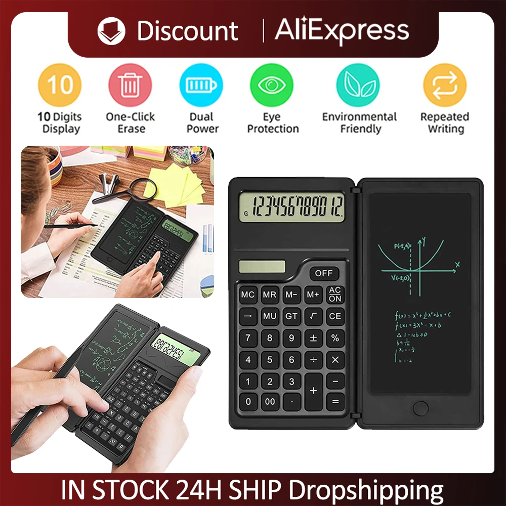 Folding-Scientific-Calculator-Solar-Battery-Dual-Powered-Scientific ...
