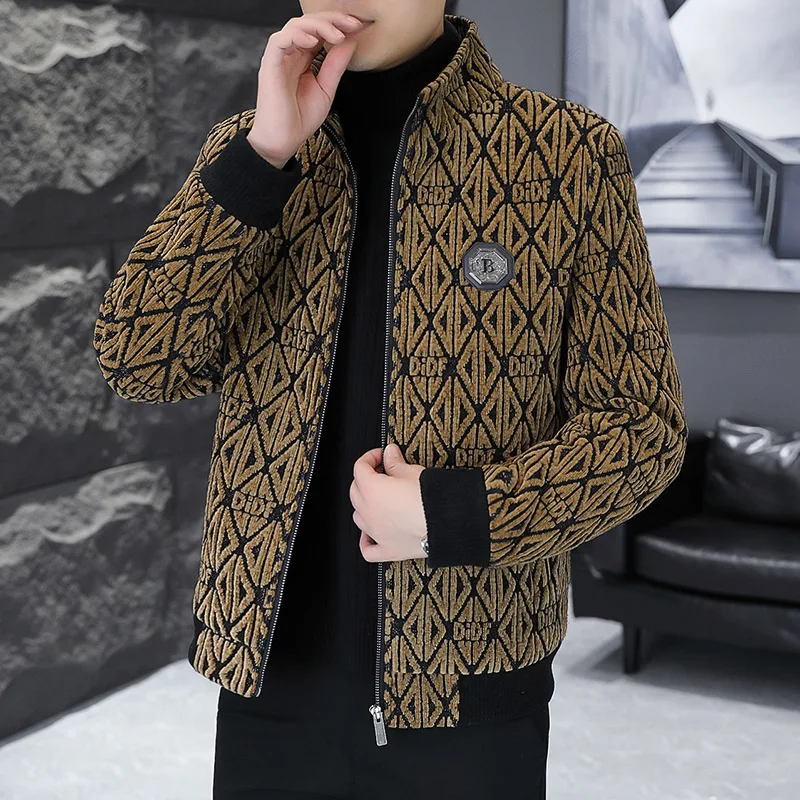 Giacca-di-lana-Jacquard-invernale-di-marca-per-uomo-moda-colletto-in ...