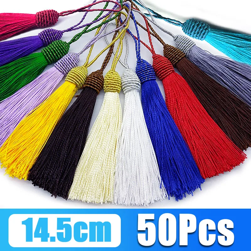 50 Uds. Borlas de hilo sedoso de 14,5 cm, borla marcapáginas con lazo ...