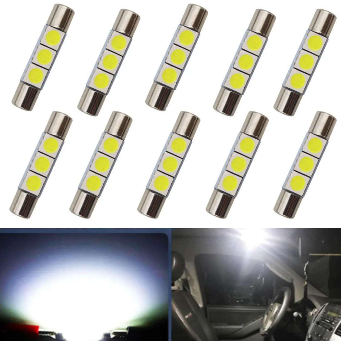 28mm 29mm Festoon LED Bulb 6612 6614F 6641 Vanity Mirror Sun Visor ...