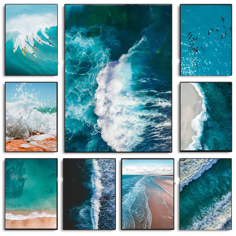 Modern-Simple-Ocean-Landscape-Posters-Print-Canvas-Painting-Beach ...