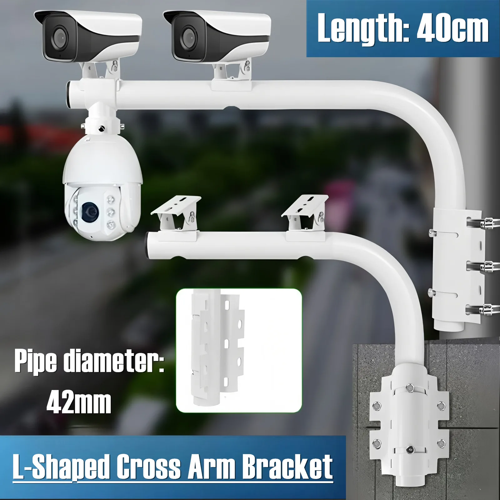 L-Shaped Elbow Integrated Support 40cm Length Outdoor Surveillance Dual ...