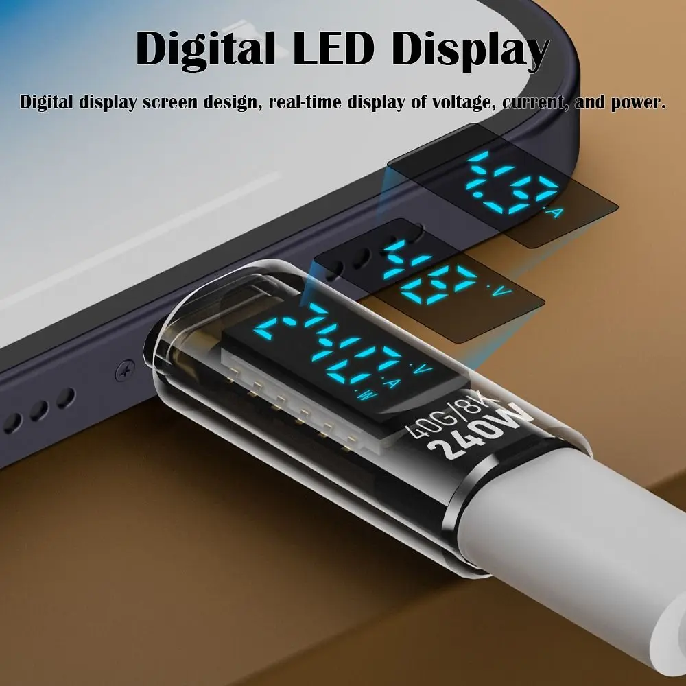 1 PCS Digital LED Display USB 4 Type-C Adapter PD 240W 8K 60HZ Power ...