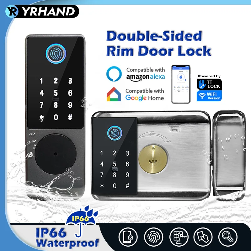 YRHAND-TTLock-WIFI-Fingerprint-Waterproof-Outdoor-Gate-Double-Passcode ...