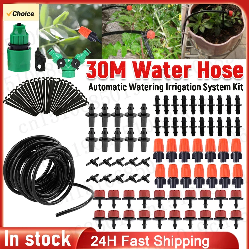 30M-Garden-Drip-Irrigation-Automatic-Watering-System-Kit-1-4-Nozzles ...