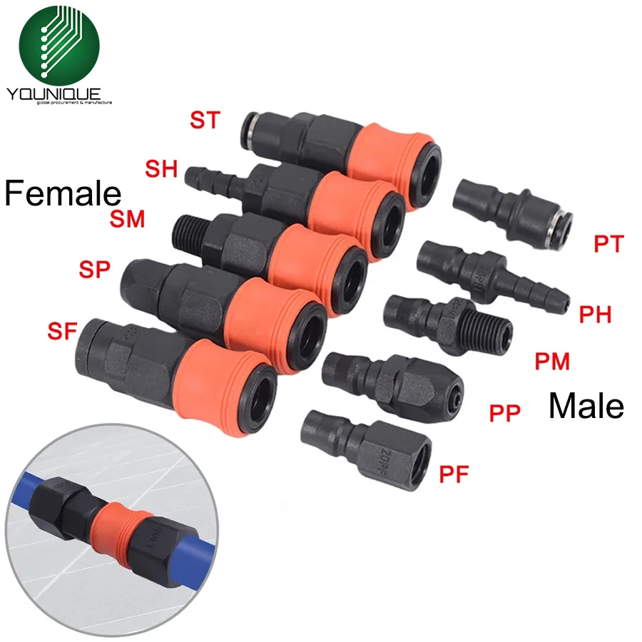 Plastic Steel C Pneumatic Fittings PU Tube Quick Connector Self-locking ...