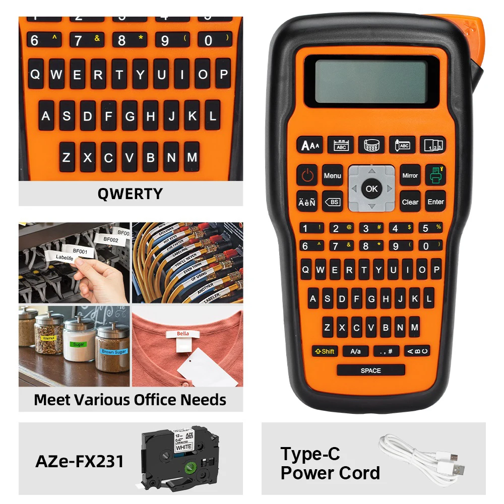 E1000Pro-Manual-Label-Printer-with-Labe-Tape-12mm-Compatible-for ...