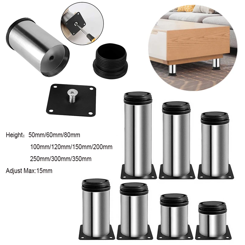 1Pc 50mm-350mm Furniture Adjustable Cabinet Legs Stainlessy Steel ...