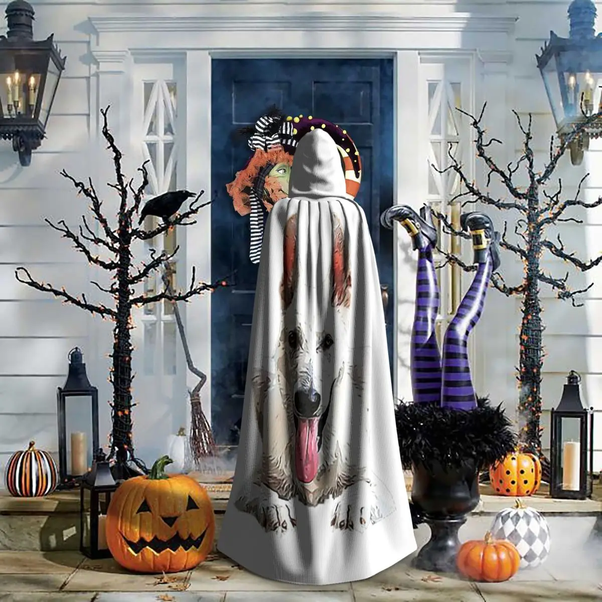 White Swiss Shepherd White German Shepherd Long Hooded Cloak Witch ...