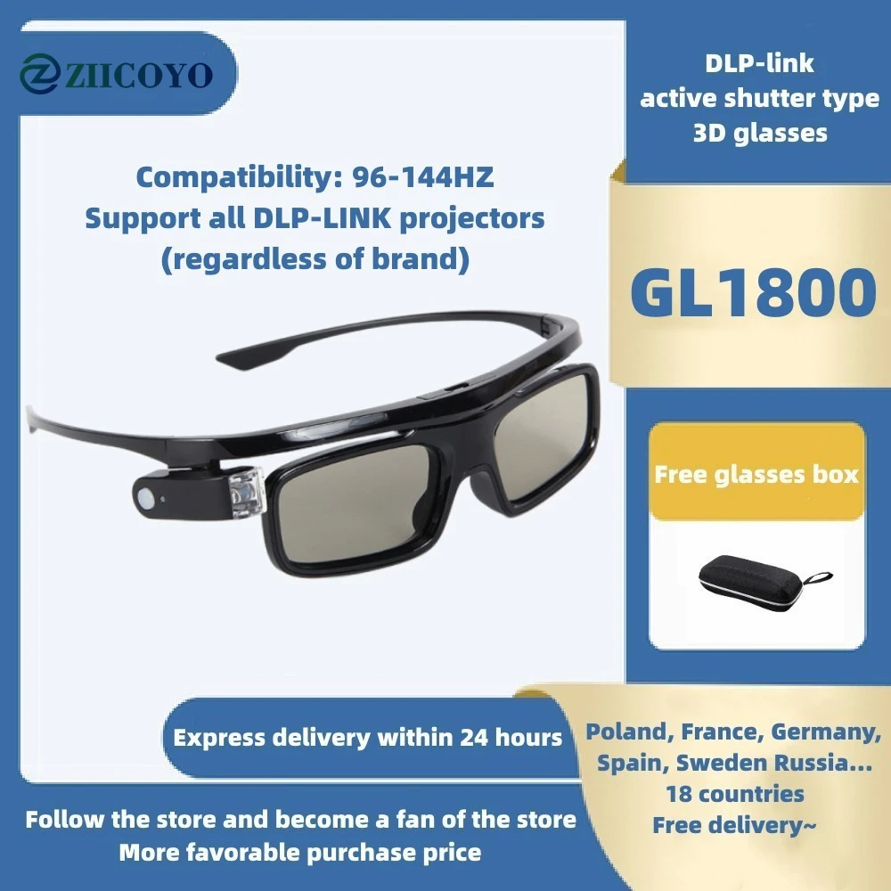 Gafas-3D-con-obturador-activo-GL1800-DLP-Link-lentes-para-proyector-3D ...