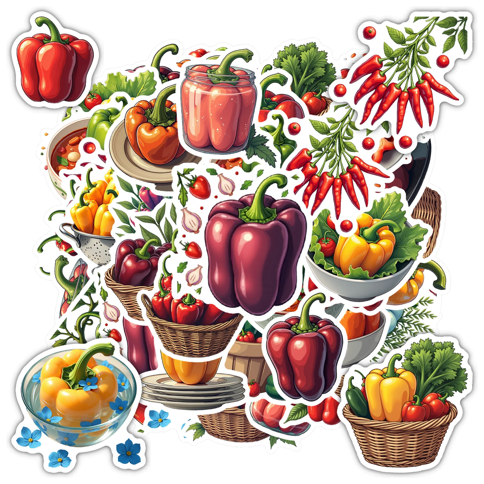 35pcs-100pcs Retro Cooking Stickers Realistic Vegetables Stationery ...
