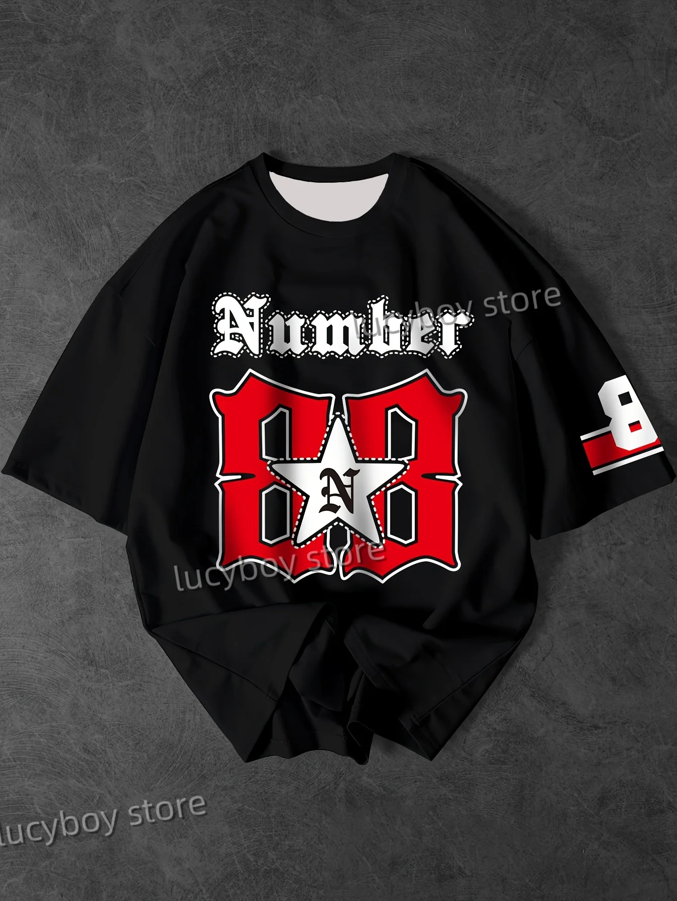 Mens Letters NUMBER 88 Print T-Shirt Man Short Sleeve Sportwear ...