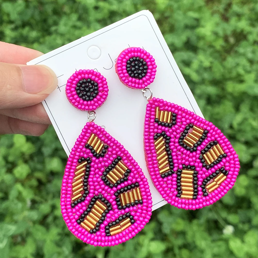 Pendientes-de-leopardo-con-cuentas-para-mujer-aretes-de-gota-hechos-a ...