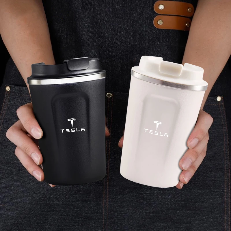 380ml Car Coffee Cup Stainless Steel Thermal Mug Bottle For Tesla Model ...