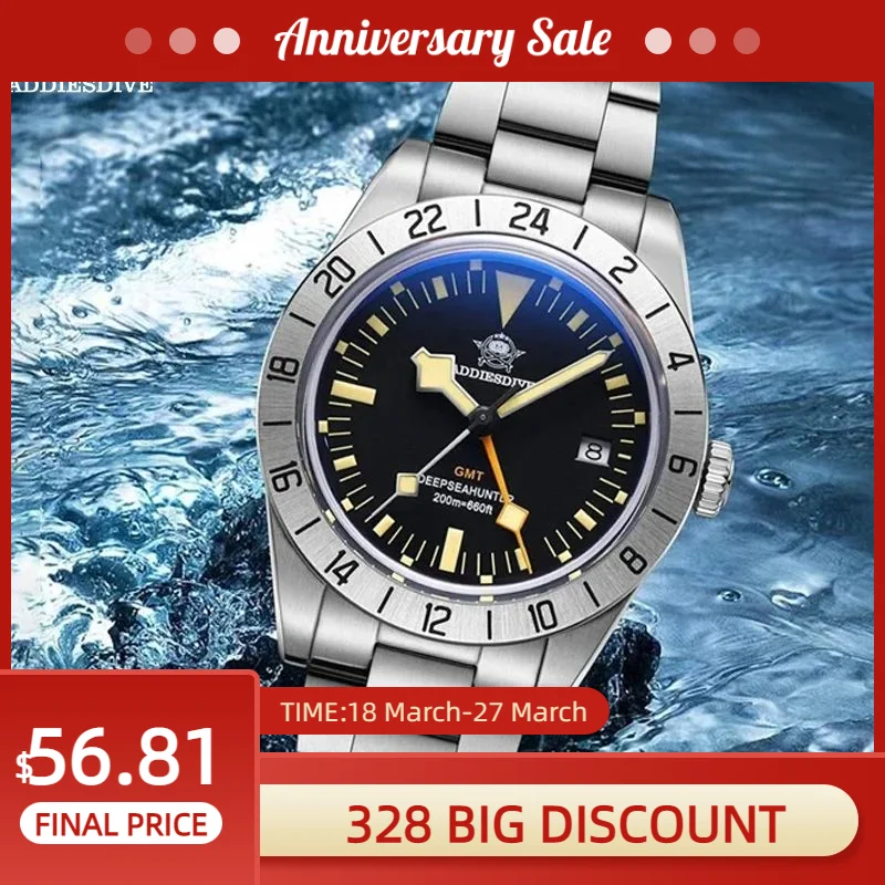 ADDIESDIVE-AD2036-39mm-Men-s-Luxury-Watch-GMT-Stainless-Steel-Quartz ...