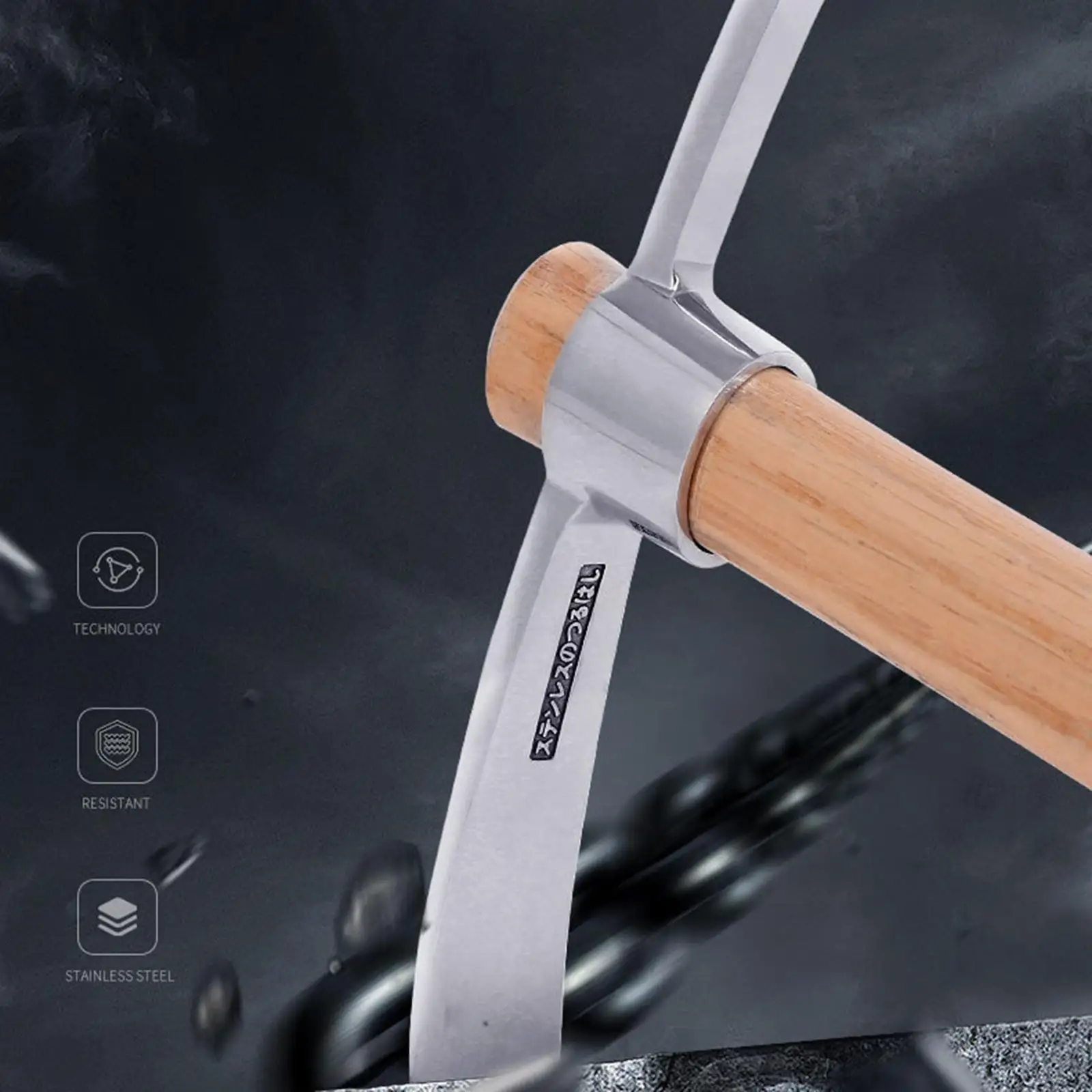 Ice Axe W/ Wooden Handle Pick Mattock Hoe for Landscaping Camping ...