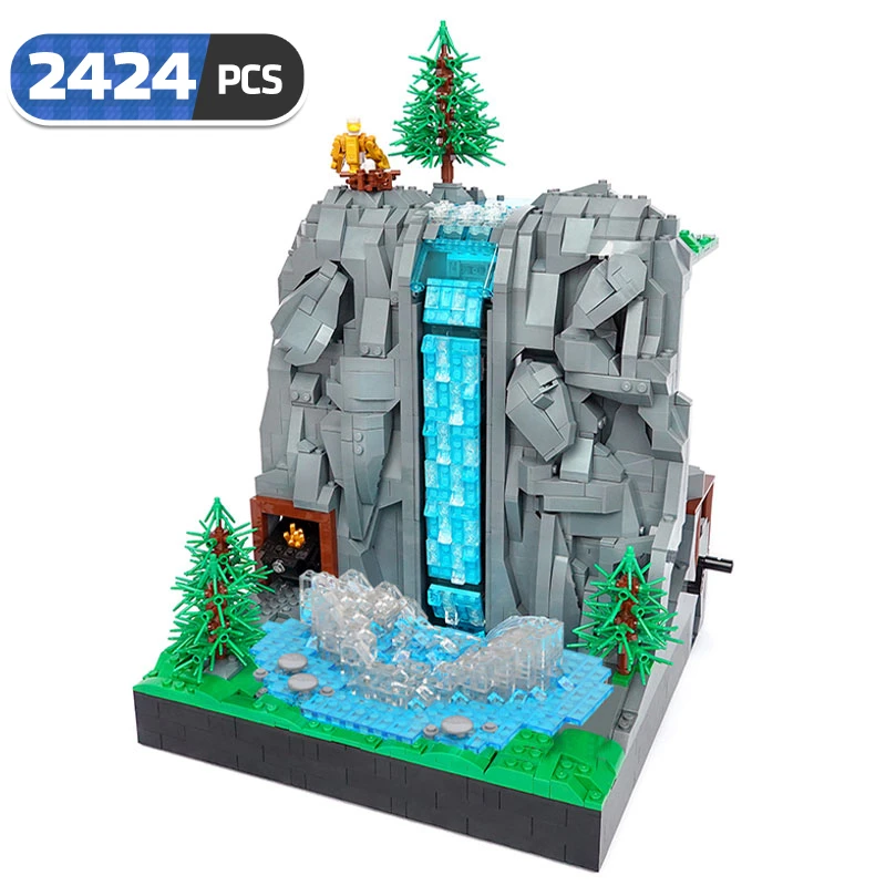 Moc Zeldaed Movable Work Waterfall Rockied Mountains Building Blocks ...