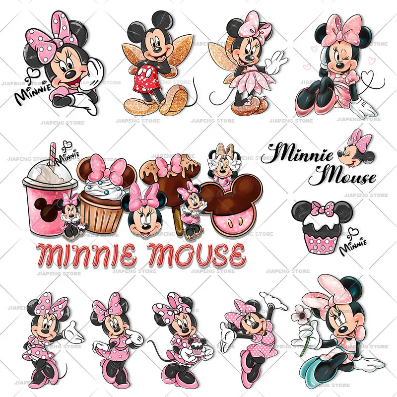 Minnie-Mouse-Pink-Girly-Style-Print-Heat-Transfer-Vinyl-Stickers-For ...