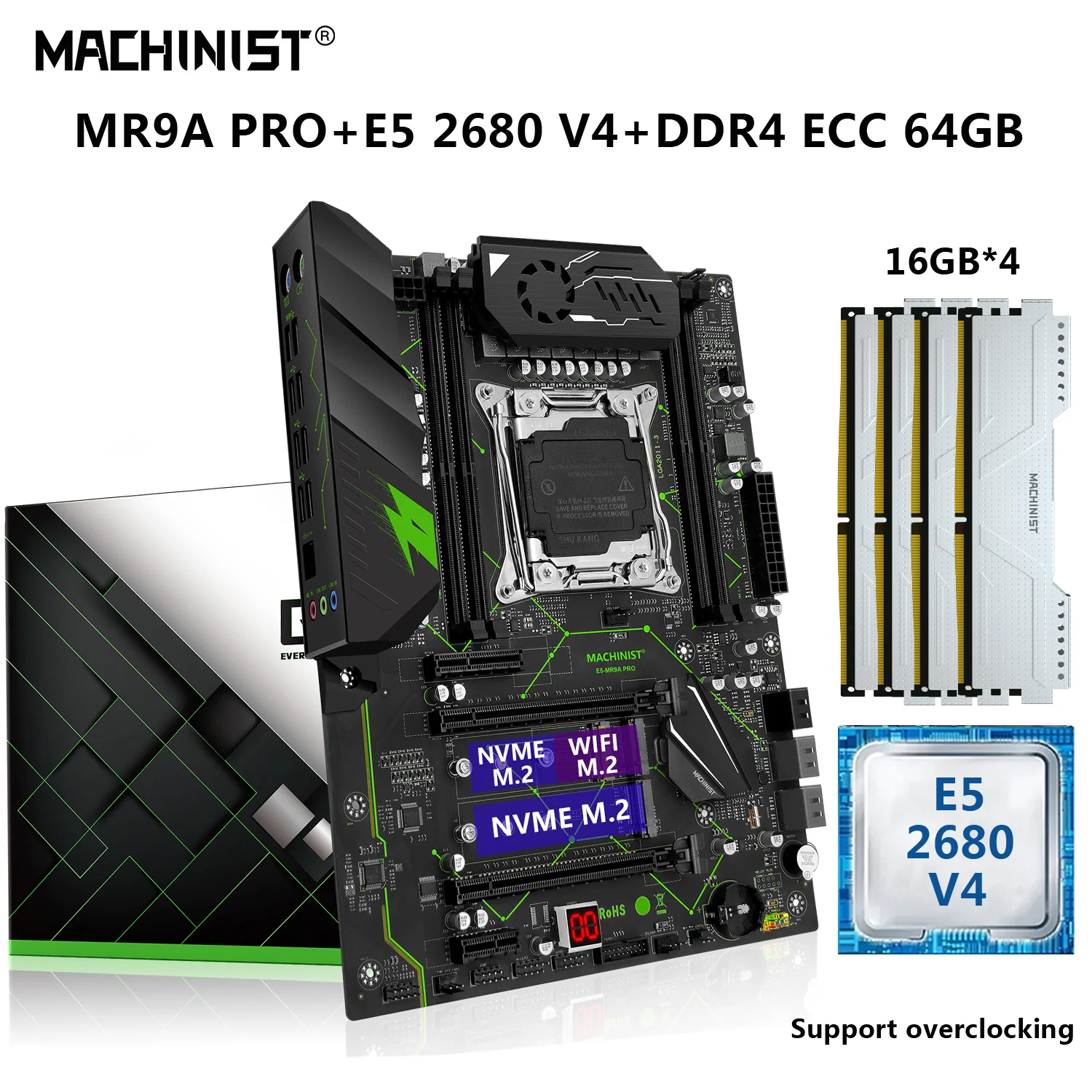 MACHINIST MR9A PRO X99 Motherboard LGA 2011-3 Kit Xeon E5 2680 V4 CPU ...