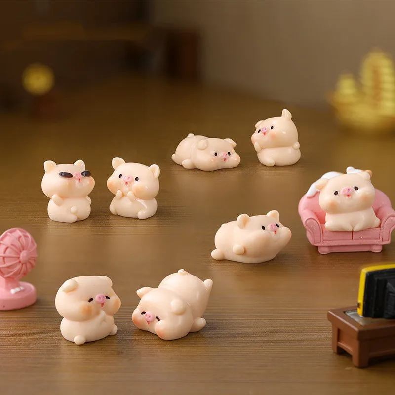 Figurines-Miniature-Cute-Mini-Pig-Micro-Landscape-Resin-Ornaments-For ...