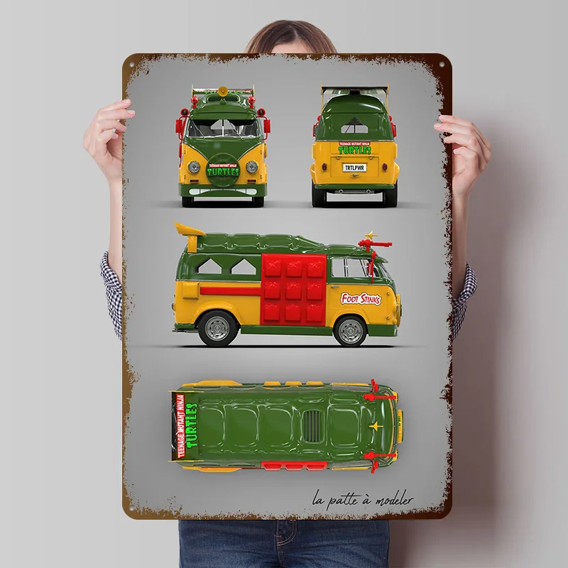 Vw Combi Mutant Turtles Tinplate Poster Customized Wall Art Vintage ...