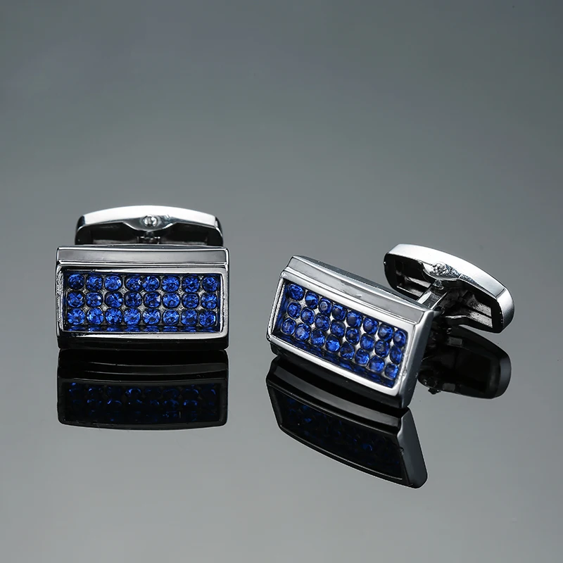 Luxury-men-s-French-shirt-cufflinks-high-end-metal-Steel-color-Blue ...