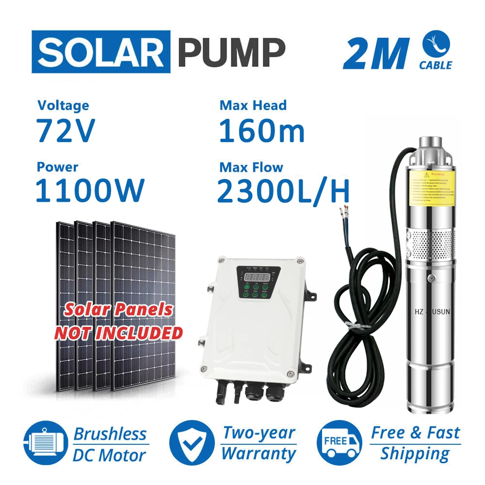 1.5 HP Helical Rotor Submersible Water Pumps for Livestock Eco Worthy AG 120M Solar DC Brushless ...