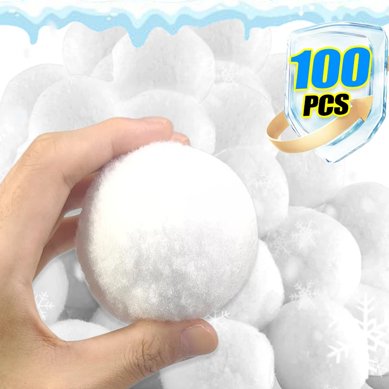 100/1pcs Fake Snow Fight Ball White Plush Snow Balls Artificial ...