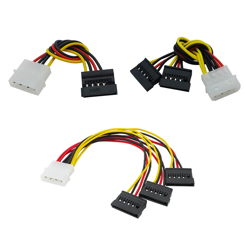 IDE Molex 4 Pin to SATA 1 2 3 Serial HDD Power Adapter Cable Hard Drive ...
