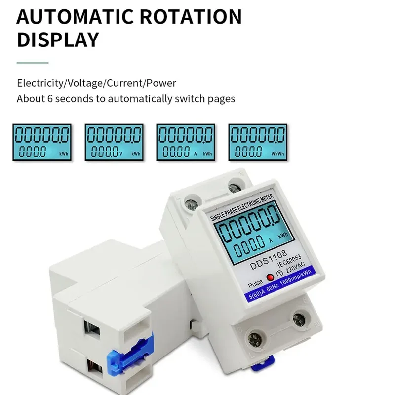LCD-Single-Phase-Electric-Energy-Meter-KWH-V-A-W-AC-Digital-Watt-Hour ...