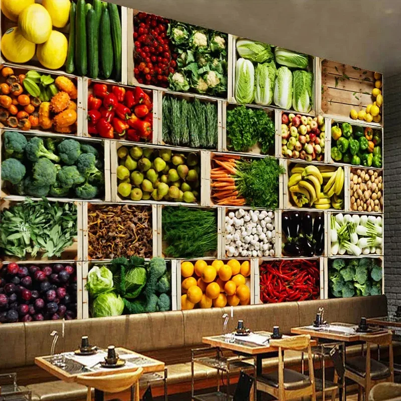 Custom-3D-Wall-Mural-Vegetable-Fruit-Photo-Wallpaper-Fruit-Store ...